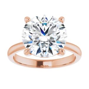 Moissanite Engagement Ring 5 Carat Round Handmade Solitaire Diamond Bridal Wedding Gifts for Women Ring VVS Colorless (14K Solid Rose Gold)