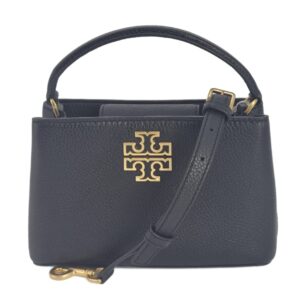 tory burch 145357 britten black with gold hardware leather women's micro satchel bag