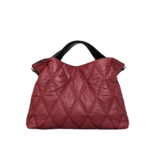 hacodan puffer tote bag quilted crossbody bag for women trendy puffy purse messenger handbags down padded shoulder bag (red)