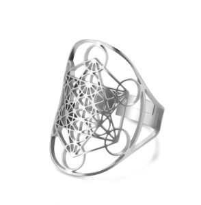 unift metatron’s cube ring for men women stainless steel mysterious sacred geometry archangel magic hexagram ring yoga spiritual symbols talisman jewelry (sliver)