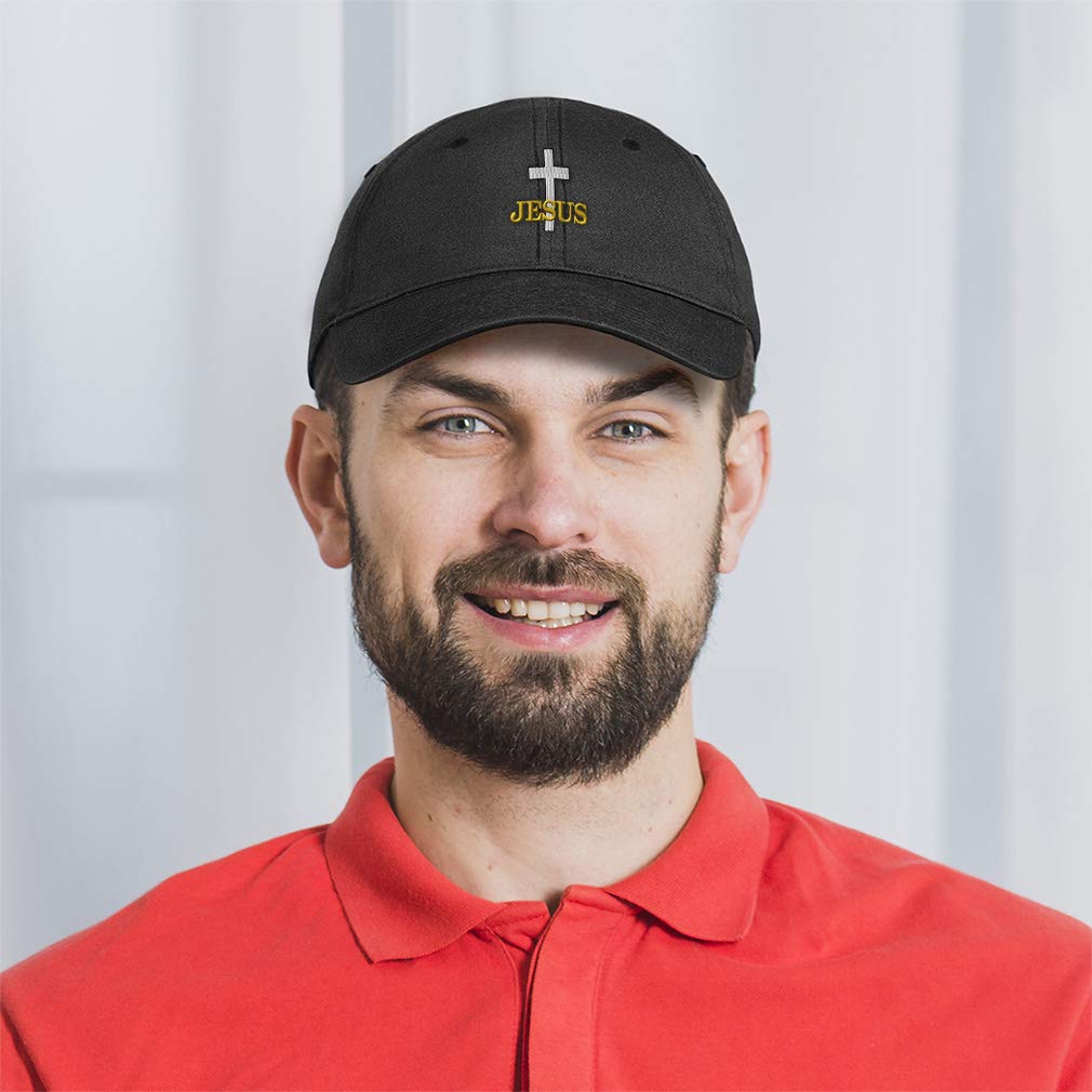 Soft Baseball Cap Christian Cross, Jesus Embroidery Christian Redeemer Twill Cotton Savior Dad Hats for Men & Women Brown Design Only