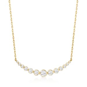 ross-simons 1.00 ct. t.w. diamond curved bar necklace in 14kt yellow gold. 16 inches