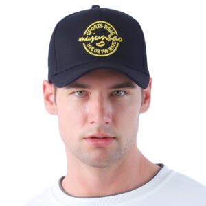 5 panels high crown baseball cap for men casual cotton letter embroidery snapback caps trucker hats wide brim sun hats q1036 black gold