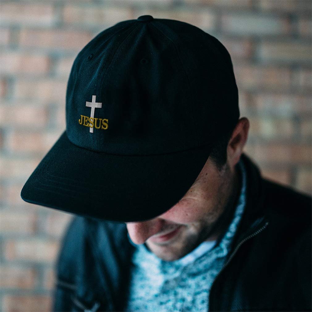 Soft Baseball Cap Christian Cross, Jesus Embroidery Christian Redeemer Twill Cotton Savior Dad Hats for Men & Women Brown Design Only