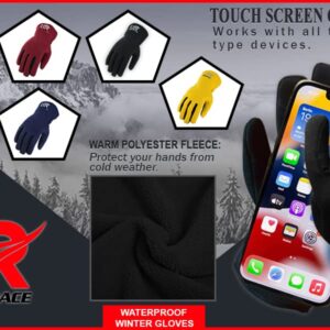 Cycling Gloves 100% Waterproof Touch Screen Unisex Gloves | Fleece Gloves for Men Women | Full Finger Gloves | Touch Screen Gloves with Hipora Ideal for Cycling Running Driving Hiking (Navy Blue-XS)