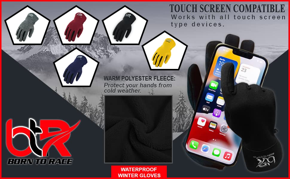 Cycling Gloves 100% Waterproof Touch Screen Unisex Gloves | Fleece Gloves for Men Women | Full Finger Gloves | Touch Screen Gloves with Hipora Ideal for Cycling Running Driving Hiking (Navy Blue-XS)