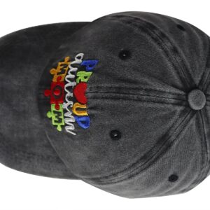 Autism Gifts for Mom, Proud Autism Mom Hat, Adjustable Washed Cotton Embroidered Puzzle Graphic Love Autistic Mama Baseball Cap, Autism Awareness Gifts for Women Mother Grandma Friends