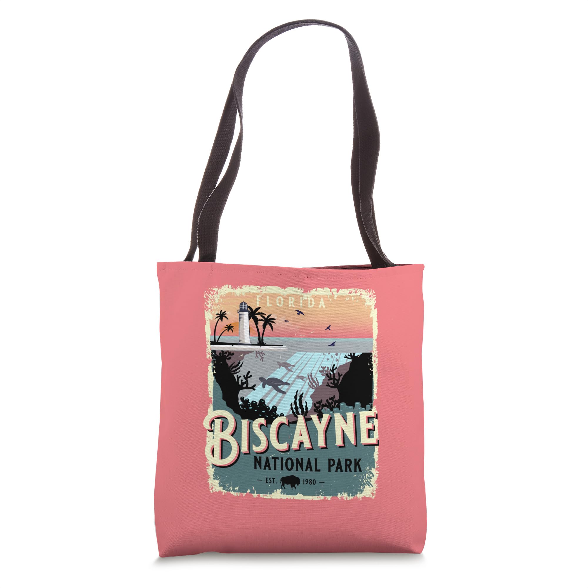 Biscayne National Park Florida USA Vintage Tropical Vacation Tote Bag