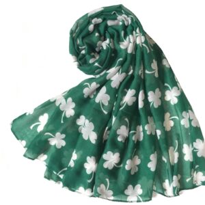 2 Pack Green Shamrock Scarf St Patricks Day Scarf Women St Patricks Day Accessories for Women,Long Clover Scarf Irish Gifts Silk Scarf Set Four Leaf St.Patrick's Scarf Saint Patricks Day Accessories