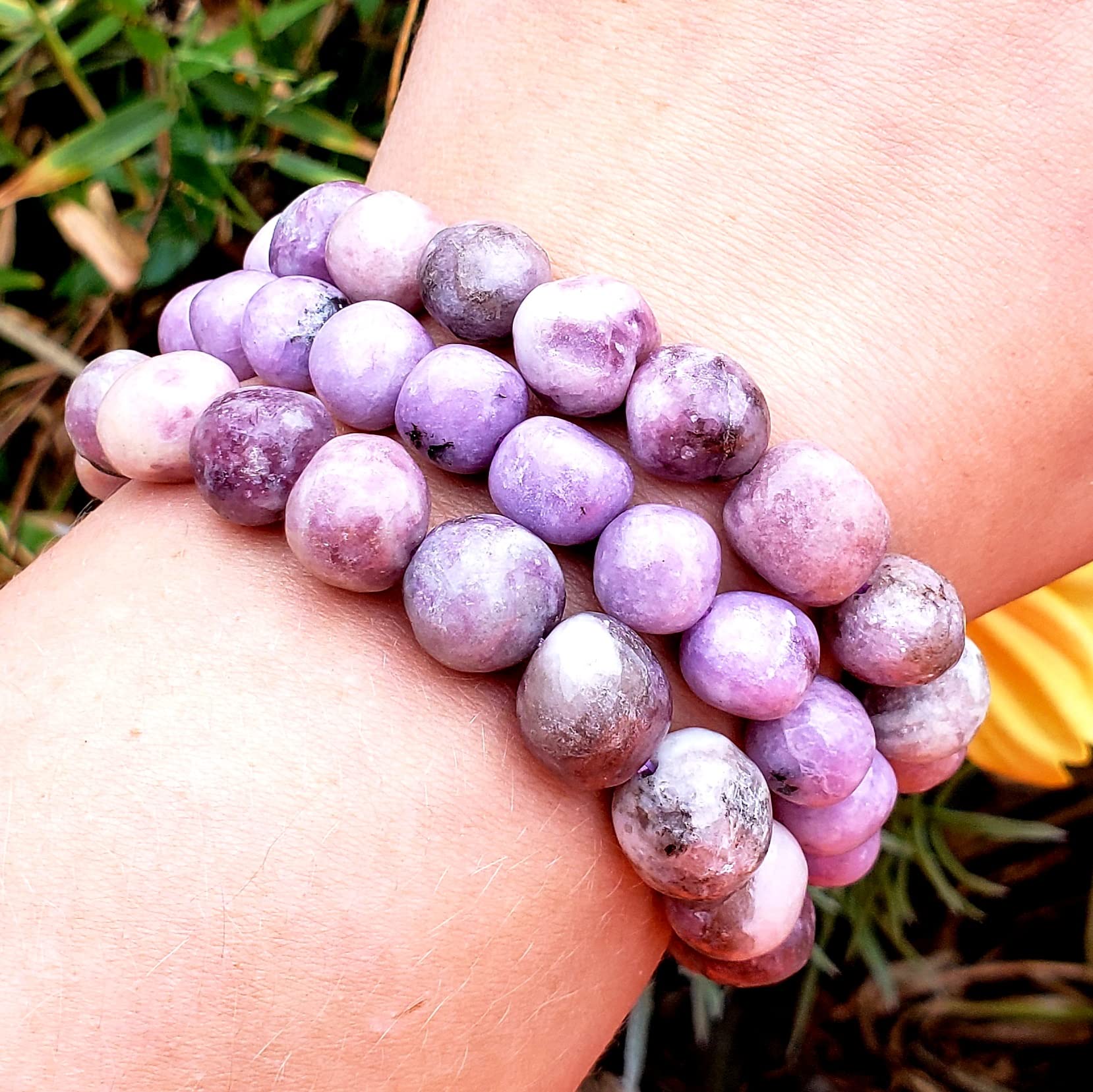 Sublime Gifts Lepidolite A grade natural Tumbled & polished tumblestone crystal healing gemstone stretch bracelet - 1pc