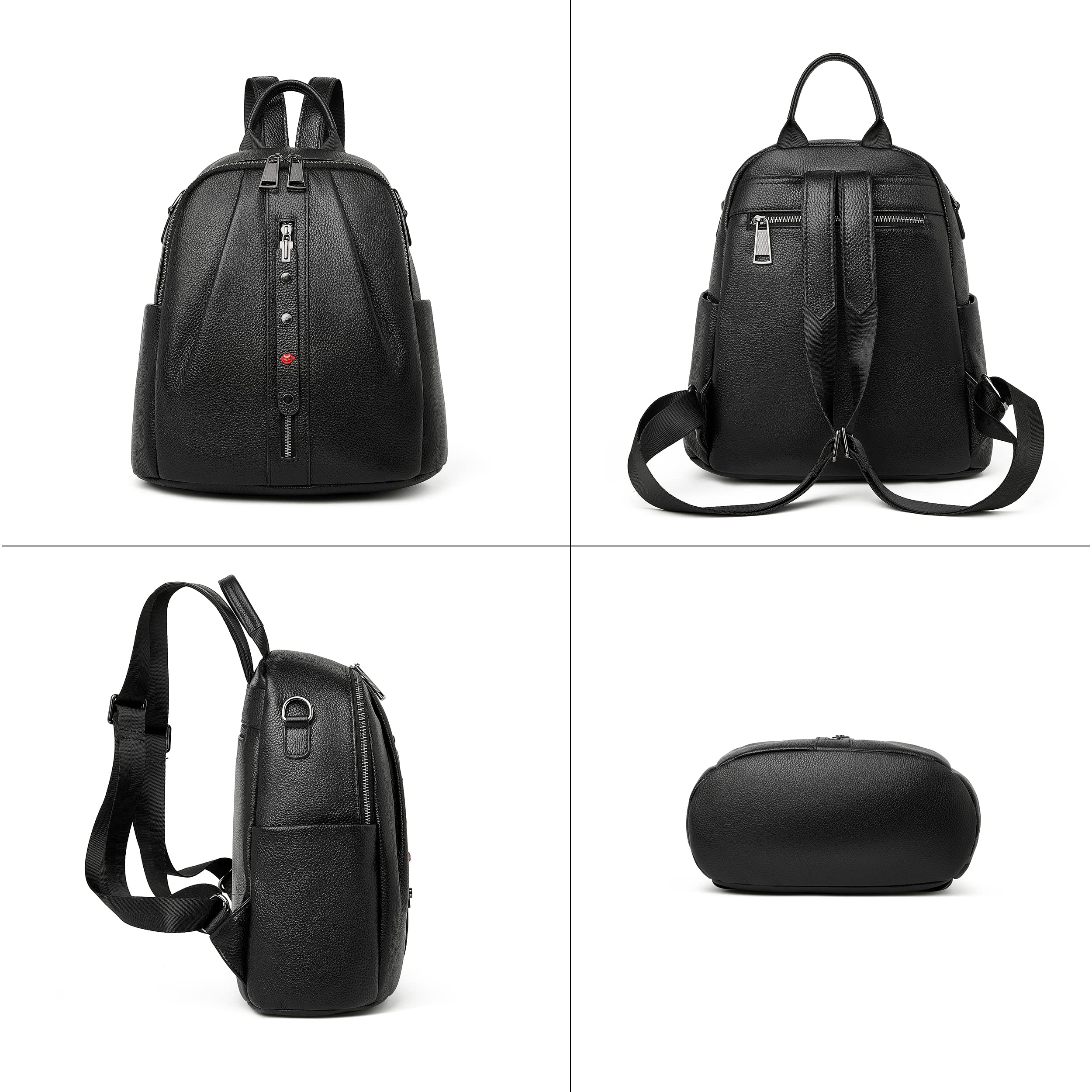 DORIS&JACKY Women Casual Fashion Leather Backpack (1-black)