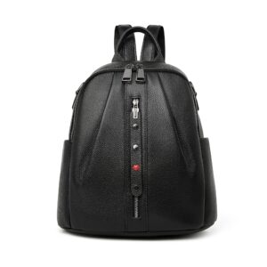 doris&jacky women casual fashion leather backpack (1-black)