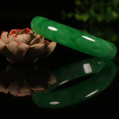 Natural Green Jade Bangle, Jewelry, Accessories, Brings Good Luck, Prosperity, Good Fortune and Good Energy (Green, 57-58mm)