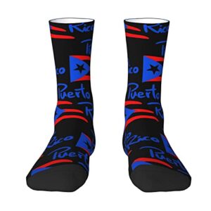 unisex crew socks american puerto rico flag black cushioned crew socks moisture control best athletic cushioned crew socks for sports, running, travel (5 pair)