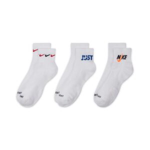 Nike Men`s Dri-FIT Everyday Plus Cushioned Training Ankle Socks 3 Pack (W(DH3827-902)/O, Large)