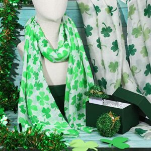 4 Pcs St. Patrick's Day Scarf Set Irish Green Hat Hair Clip Clover Shamrock Scarf for Women Accessories