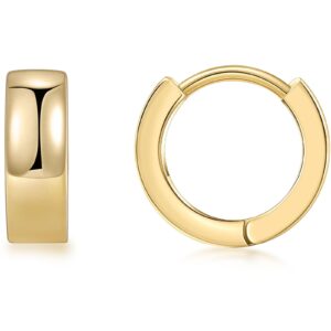 gacimy gold huggie earrings for women 14k real gold plated, 4mm thick small gold hoop earrings cartilage ear cuff for women, yellow gold 13mm