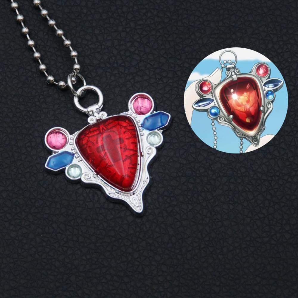 SONGCHANGJEWELRY JJBA JOJO Anime Red Stone of Aja Necklace - JoJo Jolyne Jotaro Anime Cosplay Accessories for Fans - Christmas Gifts for Women Men(Red Stone of Aja Necklace)