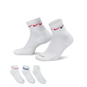 Nike Men`s Dri-FIT Everyday Plus Cushioned Training Ankle Socks 3 Pack (W(DH3827-902)/O, Large)