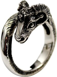 cosumosu 925 sterling silver goat aries open ring adjustable