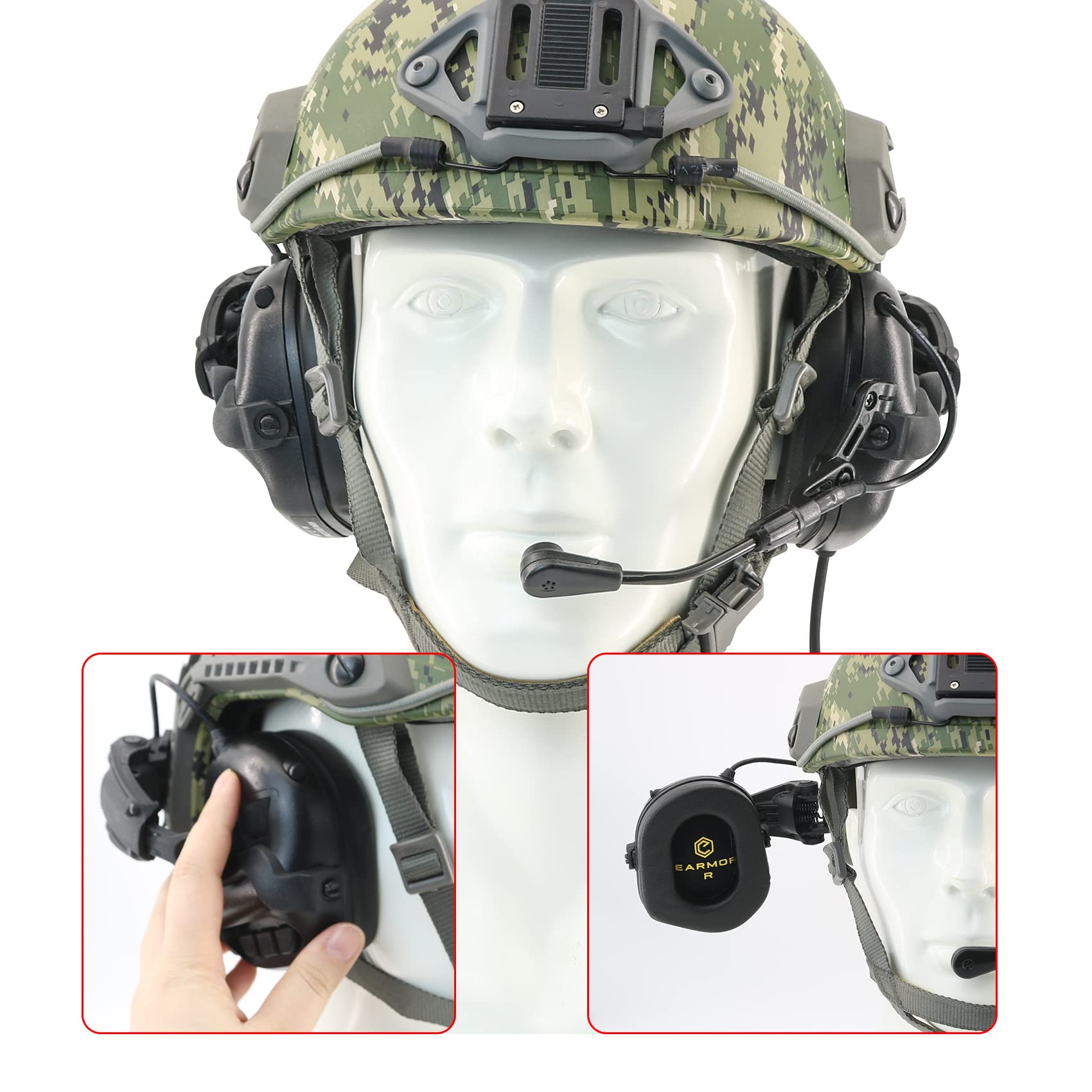 HEARFALCOM ARC Rail Adapter Tactical Helmet Accessories Compatible with Earmor OPSMEN Electronic Shooting Earmuffs M32-MOD3/M32H-MOD3 Tactical Headsets (BK)