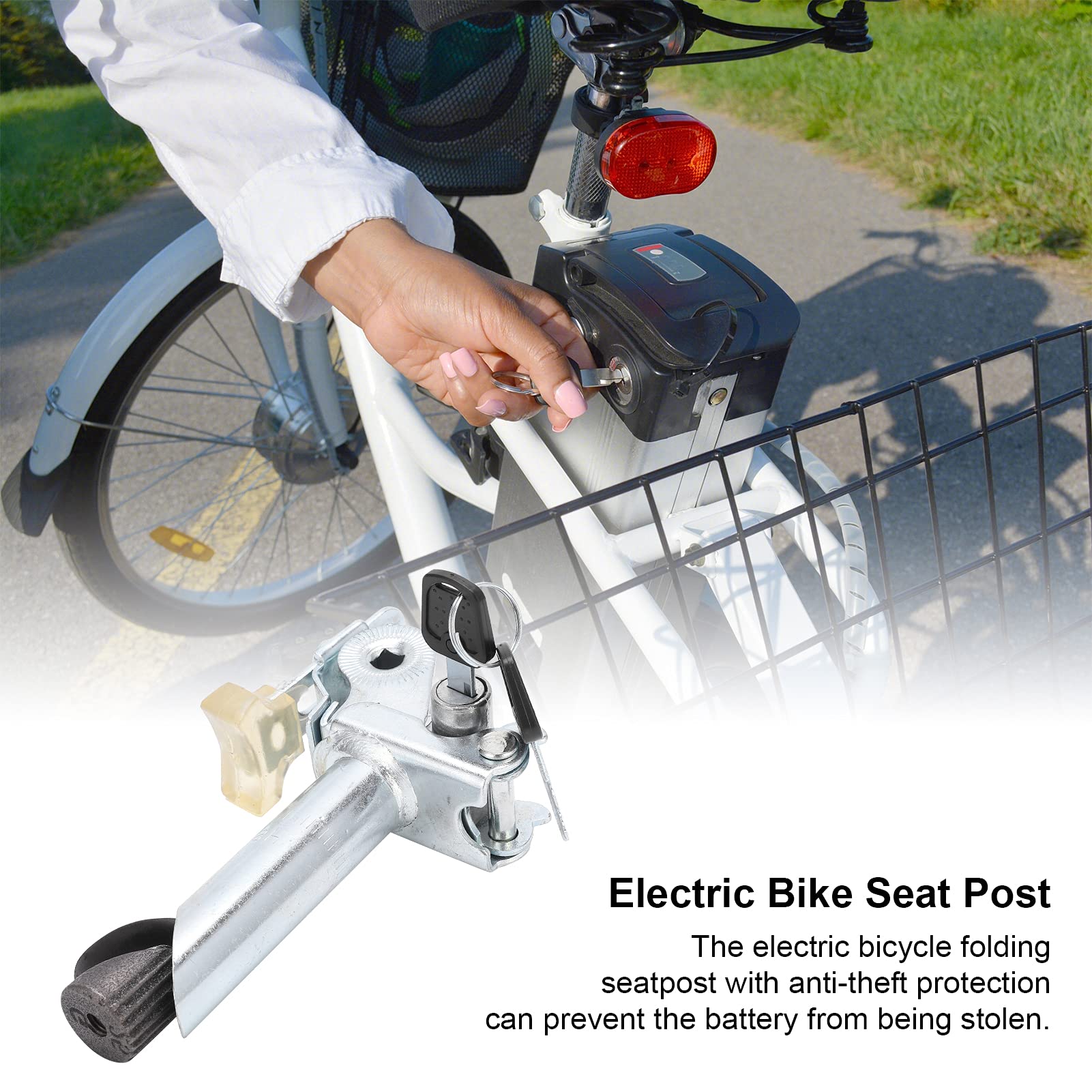 Electric Metal Seatpost Foldable with Anti Theft Key Internal Lock Accessory