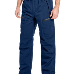 Men's Rain Pants, Waterproof Rain Over Pants Lightweight Packable Windproof Hiking Pants Outdoor Golf Work Navy