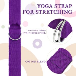 Leyndo 24 Pieces Yoga Strap for Stretching Yoga Exercise Adjustable Straps for Yoga Classes 6 Ft Non Elastic Yoga Belt with Adjustable D Ring Buckle for Pilates Gym Workouts Yoga Fitness (Bright)