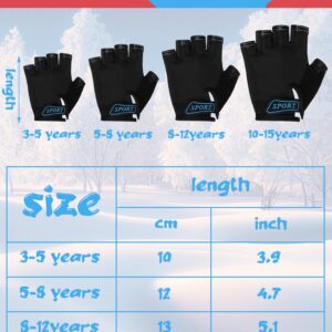 3 Pairs Kids Half Finger Gloves Sport Gloves Non-Slip Gel Gloves for Children Cycling Riding Biking (Classic,5-8 Years)