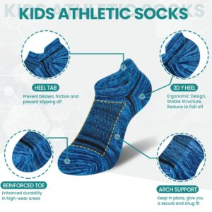 Eocom Kids Boys Ankle Socks Low Cut Athletic Cotton Sport Socks For Little Boys 6 Pairs (Multi Color, 6-8 Years)