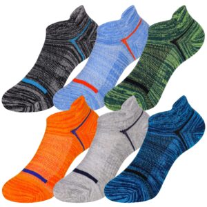 eocom kids boys ankle socks low cut athletic cotton sport socks for little boys 6 pairs (multi color, 4-6 years)