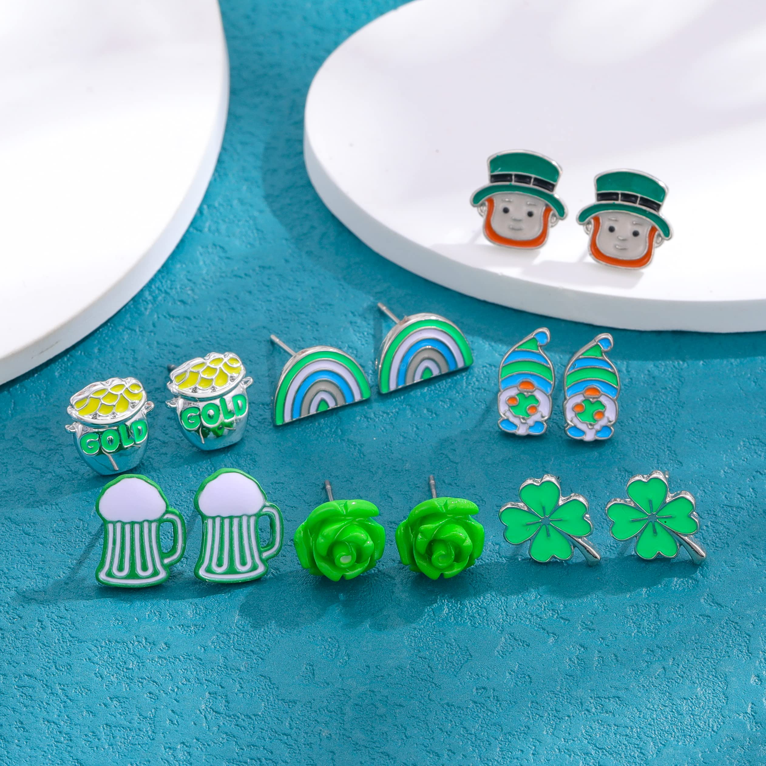 20 Pairs Mothers Day St Patrick's Day Easter Hypoallergenic Drop Stud Earrings Bulk for Girls Women Clover Shamrock Green Hat Easter Eggs Bunny Earrings Dangle Stud Earrings Set for Teen Girls Women Valentine’s Day Gifts, Easter (Valentine’s/St Patrick's/