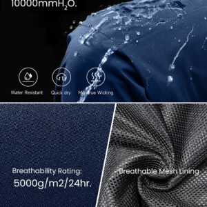 Men's Rain Pants, Waterproof Rain Over Pants Lightweight Packable Windproof Hiking Pants Outdoor Golf Work Navy