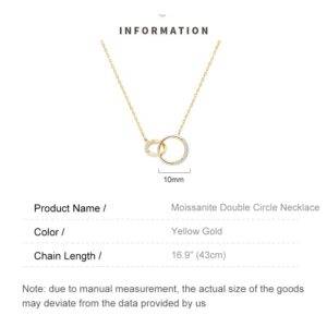 SLOEFY 14K Gold Intertwined Circle Necklace, Moissanite Double Circle Pendant Necklace, Beautiful Jewelry Gifts For Women (style one, 14K)