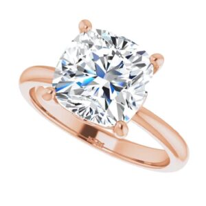 Moissanite Engagement Ring 4 Carat Cushion Handmade Solitaire Diamond Ring Bridal Wedding Gifts for Women Ring VVS1 Colorless (10K Solid Rose Gold)