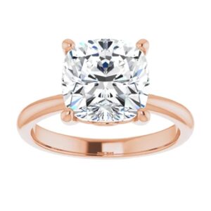 moissanite engagement ring 4 carat cushion handmade solitaire diamond ring bridal wedding gifts for women ring vvs1 colorless (10k solid rose gold)