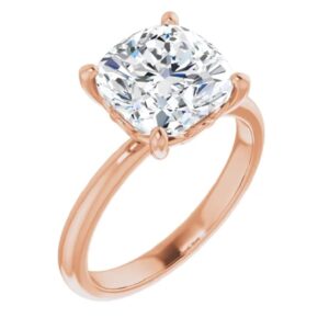 Moissanite Engagement Ring 4 Carat Cushion Handmade Solitaire Diamond Ring Bridal Wedding Gifts for Women Ring VVS1 Colorless (10K Solid Rose Gold)