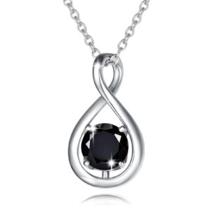 fancime black tourmaline necklace graduation gift sterling silver dainty infinity pendant crystal black onyx fine gemstone jewelry birthday anniversary christmas gifts for women her