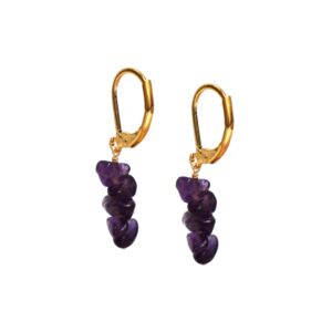 gempires natural amethyst earrings for girls - february birthstone jewelry gifts - handmade gemstone jewelry - 14k yellow gold plated dangle earring (amethyst)