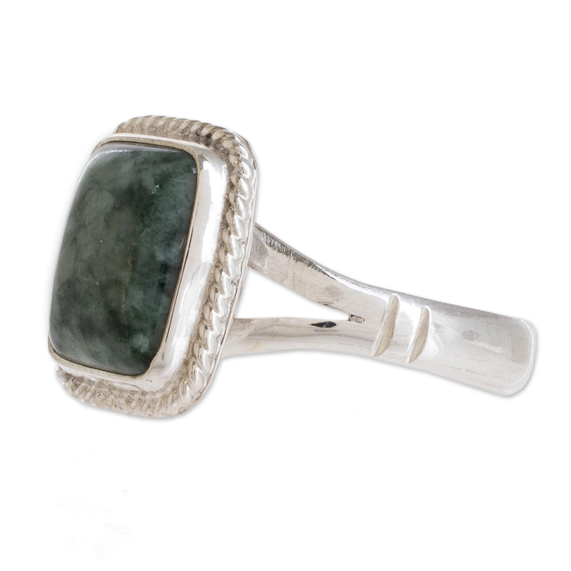 NOVICA Artisan Handmade .925 Sterling Silver Jade Cocktail Ring Artisan Crafted Single Stone Guatemala Hemlock Desert Sage 'Life Divine'