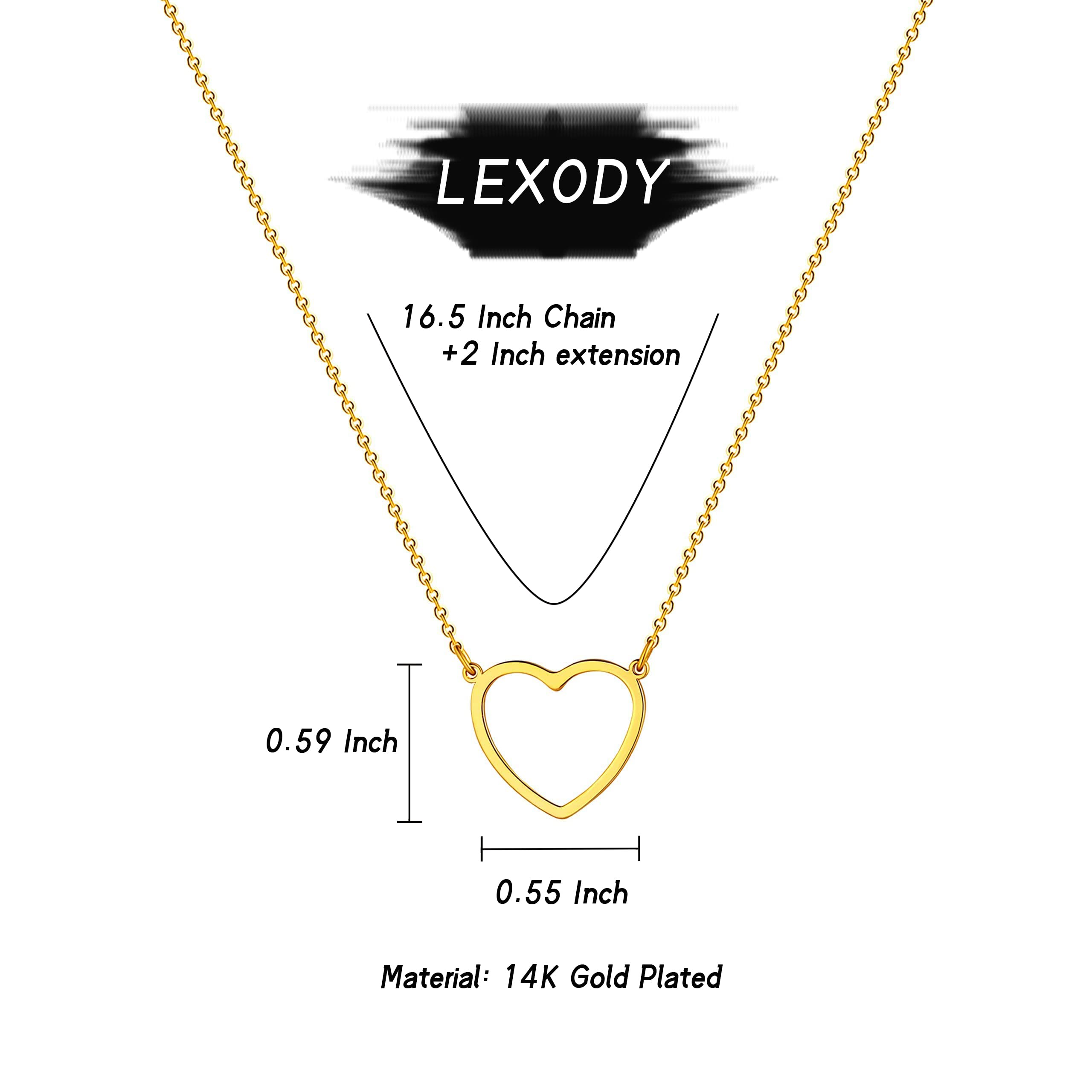 LEXODY Dainty Heart Necklace Tiny Heart Pendant Choker Necklaces Small 14k Gold Plated Cute Open Heart Chain Necklace for Women Minimalist Jewelry Necklace for Women