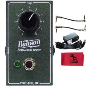 benson amps germanium boost pedal w/power supply, patch cables & pitbull audio cloth