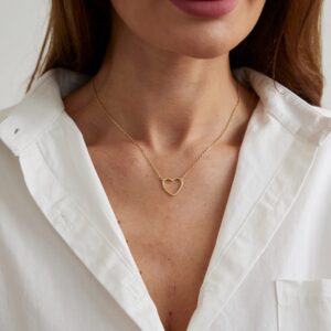 LEXODY Dainty Heart Necklace Tiny Heart Pendant Choker Necklaces Small 14k Gold Plated Cute Open Heart Chain Necklace for Women Minimalist Jewelry Necklace for Women