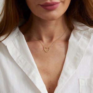 LEXODY Dainty Heart Necklace Tiny Heart Pendant Choker Necklaces Small 14k Gold Plated Cute Open Heart Chain Necklace for Women Minimalist Jewelry Necklace for Women