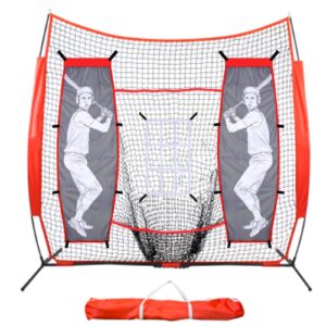 VAIPI Baseball Pitching Net Softball Pitching Trainer with 2 Dummy Batter Batting Net and Pitching Zone Hitting Aid Training Equipment for Practice Improved Hitting and Pitching Accuracy Training