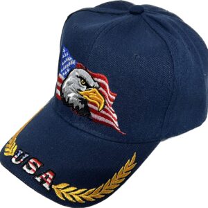 Mrlahat USA Eagle American Flag Baseball Cap Adjustable Embroidered Outdoor for Men Women (Navy)