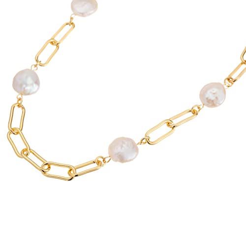 Itcoery Women’s 24K Gold Plated Baroque Pearls Necklace