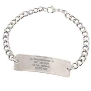 American Medical ID – Stainless Steel Classic Bracelet – Unisex Alert Bracelet (7" for 6.5" Wrist)