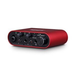 bomge bmg11s usb audio interface, 24bit/196khz high-fidelity, ultra-low latency, for pc and mac, with xlr/48v phantom power for recording, streaming (red)