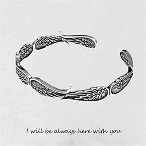 PEKWASY Angel Wings Bracelet for Women Girls, 925 Silver Plated Layering Angel Wings Bracelet Adjustable Inspirational Guardian Angel Bangle Bracelets for Women Men Birthday/Graduation Gifts